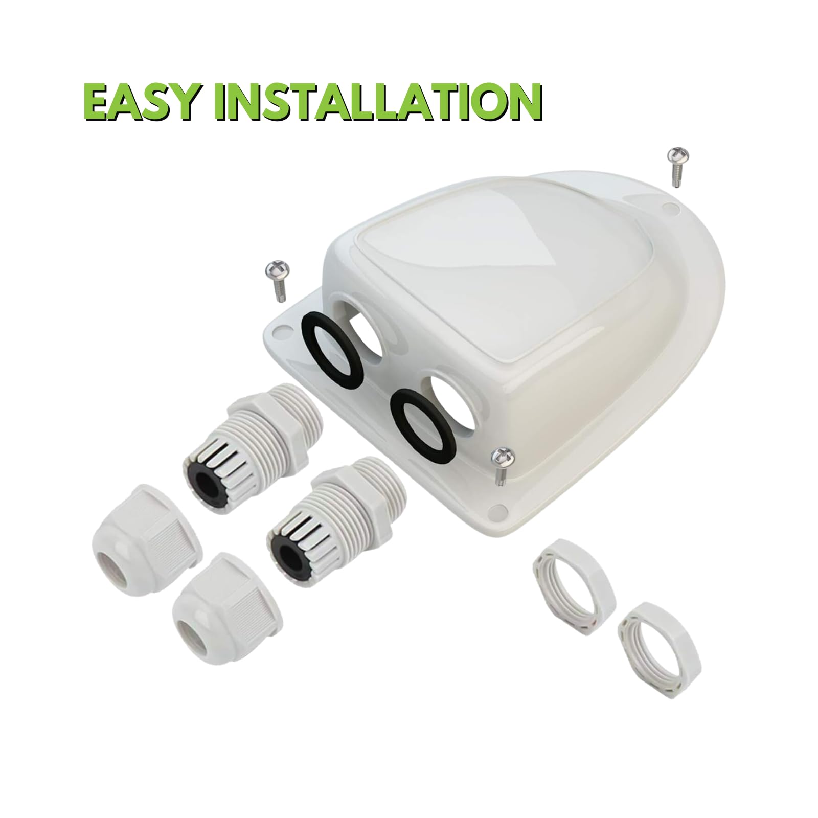 NuEnergy The Original Solar Double Cable Gland Waterproof Box Solar Panel Mounting Kit 2-6mm RV Solar Accessories Entry Cable Glands For Camper, Roof, Van, Boat, Vehicle, Campervan, House Solar System