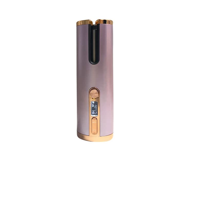 USB Automatic Hair Curler Cordless Automatic Curling Tongs with Rechargeable Battery Heat Isolating Chamber LCD Display 6Kinds of Temperature Control & Timer Settings (Gradient Pink)