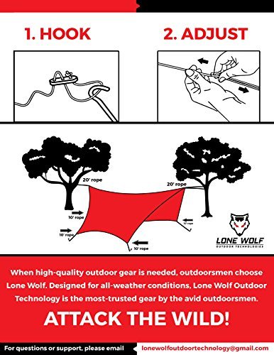 Lone Wolf 10.5' x 10.5' Lightweight Hammock Rain Fly Tent Tarp Water Proof Camping Shelter Ripstop Material UV Protection Sand Resistant Beach Blanket Essential Survival Gear (Desert Storm Camo)