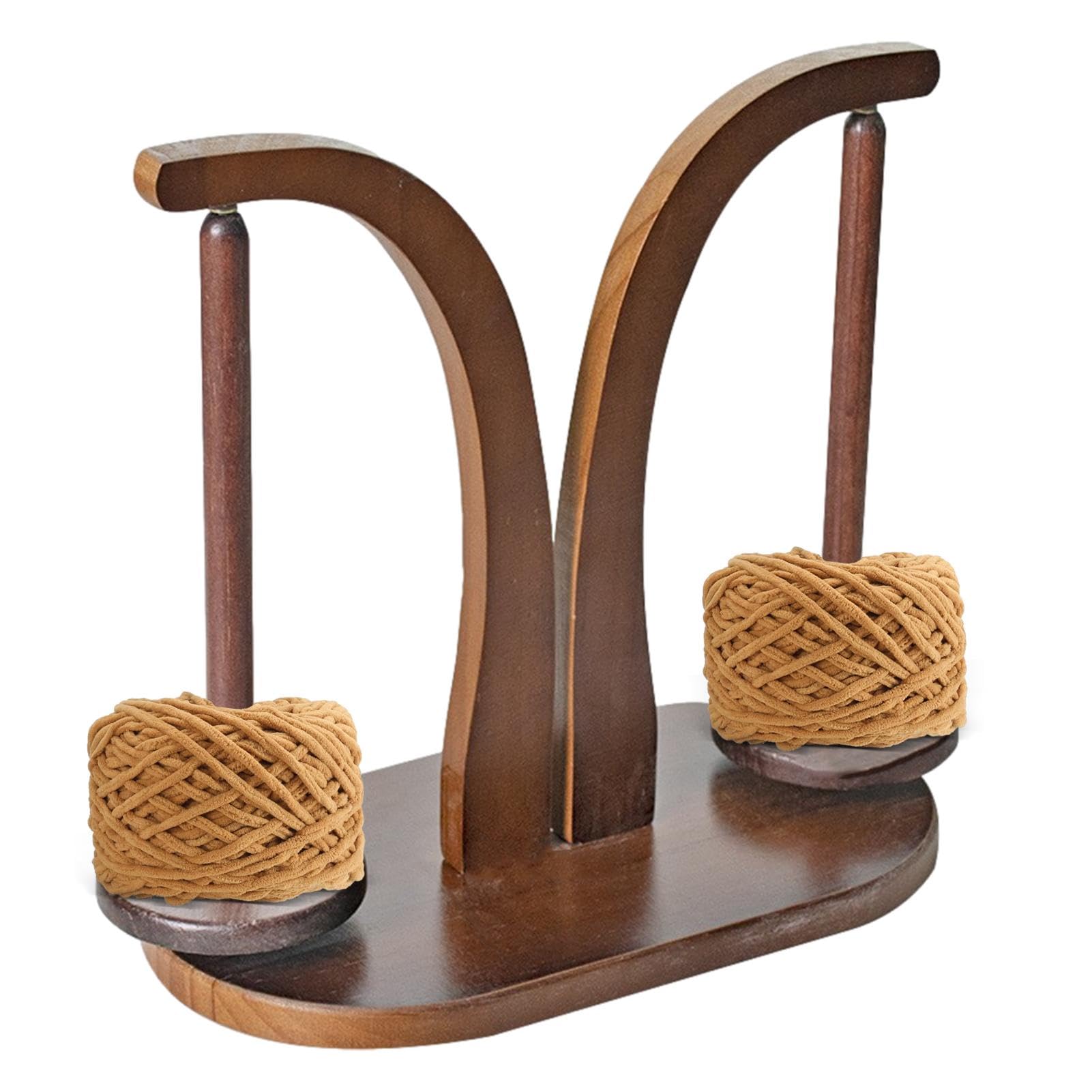 Yarn Holder for Two Yarn Balls, Magnetic Yarn Holder for Knitting and Crocheting, Wooden Yarn Spinner for Crochet, Crochet Accessories