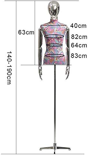 Mannequin Torso Mannequin Dress Form Torso Female Tailors Dummy Dressmakers Dummies Display Bust Silver Plated Arm with Plastic Detachable for Apparel Jewelry Show (C)