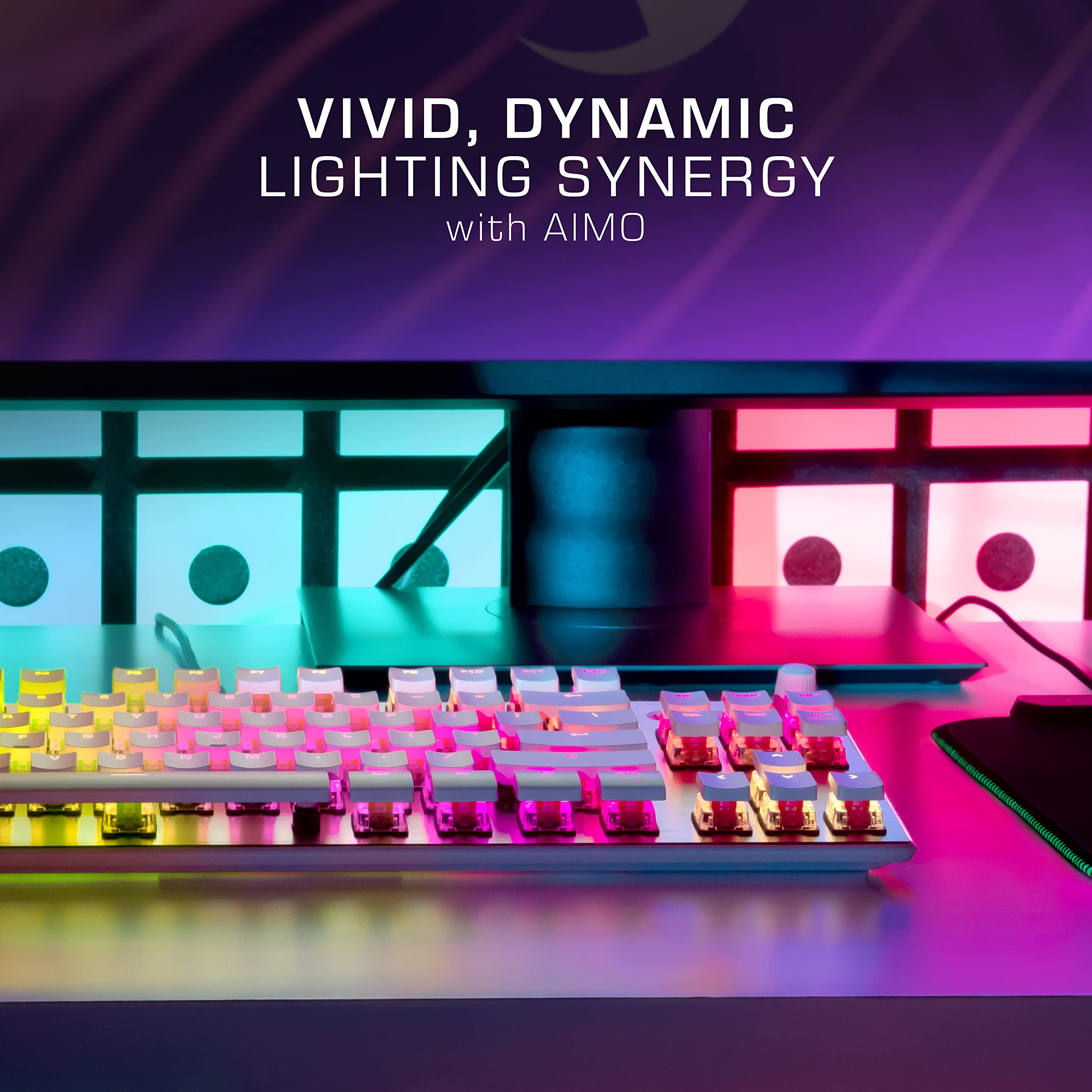ROCCAT Vulcan TKL Pro PC Gaming Keyboard, Linear Optical Titan Switch, AIMO RGB Lighting, Tenkeyless Mechanical Feel Speed Keystroke, White & Burst Pro PC Gaming Mouse, White