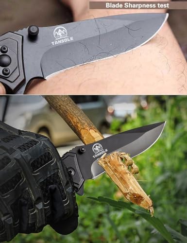 TANSOLE TAN SOLE Pocket Folding Knife with Pocket Clip for outdoor camping survival hunting (T-301)