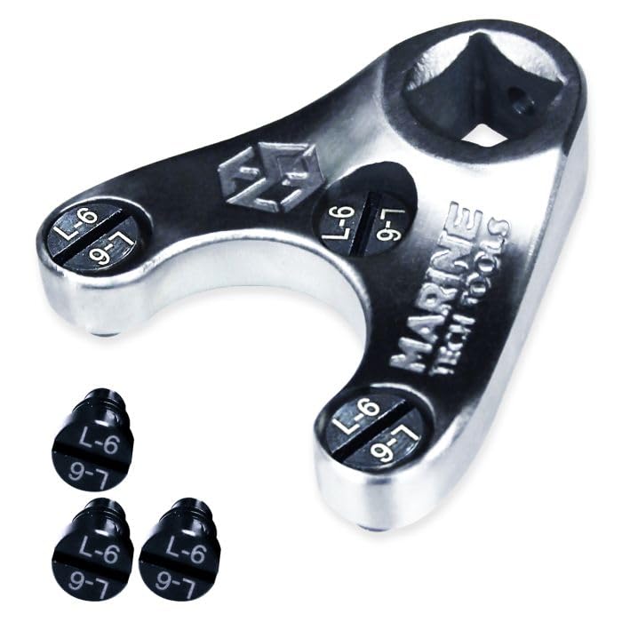 Marine Tech Tools 40mm Pin Wrench (AMT0018) with L-6 Pins, Outboard Trim Pin Wrench, Mercury Verado Trim Cap Removal Wrench, Boat Tools, Fits on Mercury Verado 175-350HP