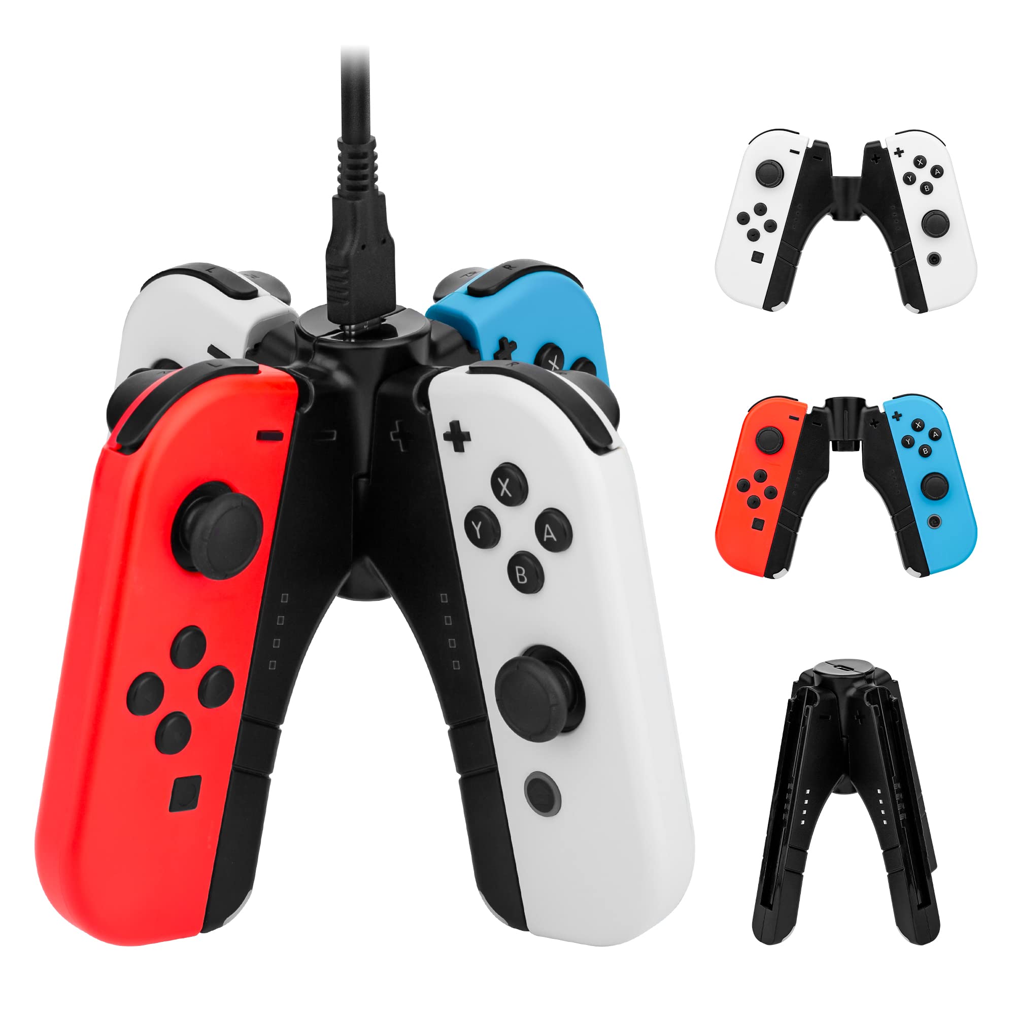 RHOTALL Joycon Controller for Nintendo Switch & Switch OLED, Joycon Charger Dock for Switch Accessories, Multifunctional Controller Grip and Charge Dock, LED Indicator Charging Stand with Cable