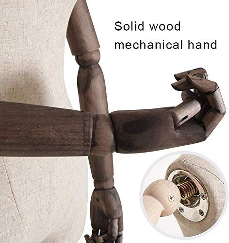 Mannequin Torso Mannequin Dress Form Torso Female Tailors Dummy Dressmakers Dummies Fashion Students Display Bust with Solid Wood Arm Height Adjustable for Apparel Jewelr