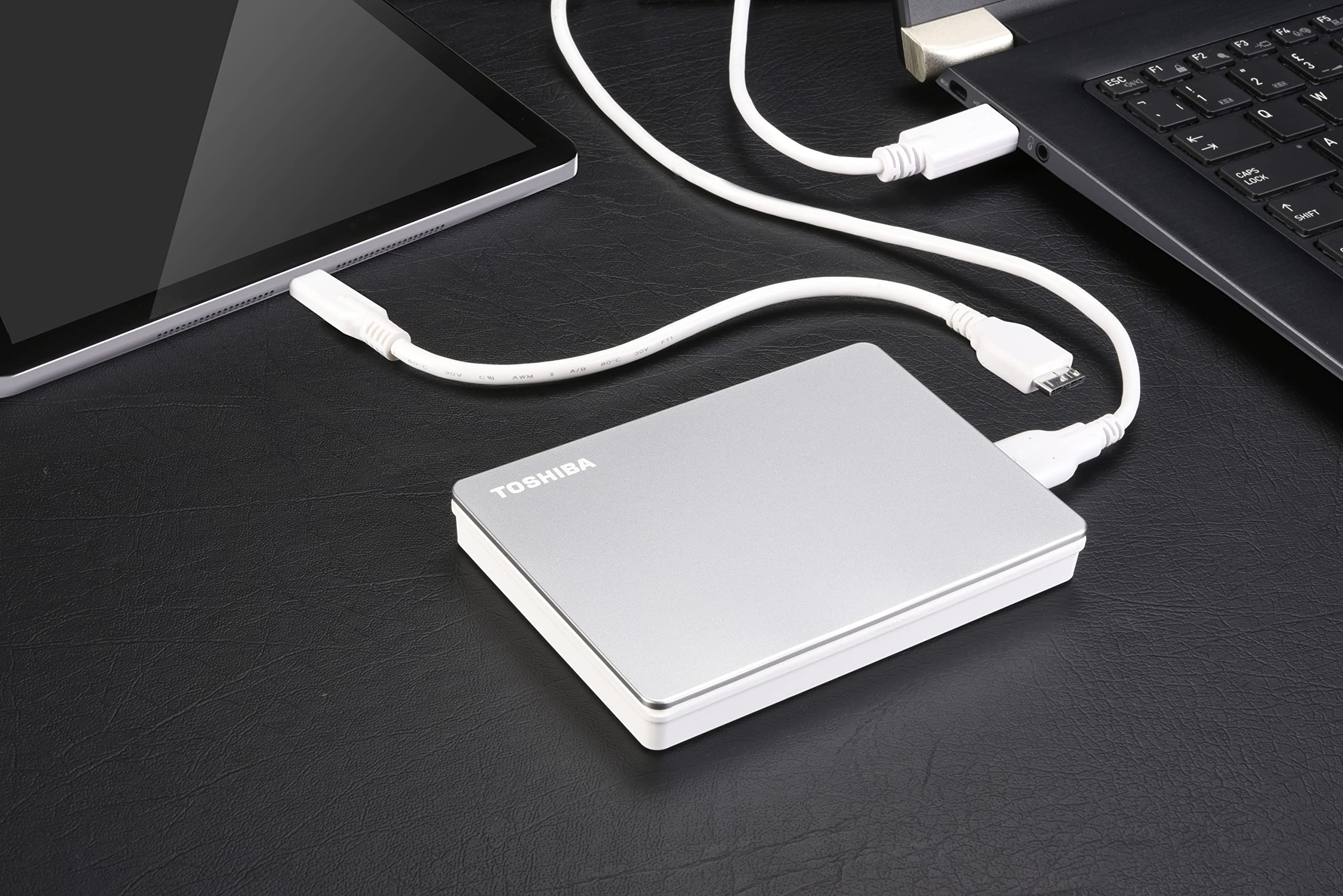 Toshiba Canvio Flex 2TB Portable External Hard Drive USB-C USB 3.0, Silver for PC, Mac, & Tablet - HDTX120XSCAA