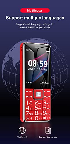 Unlocked GSM Big Button Feature Cell Phone for Elderly, 2.4" Screen Dual SIM 6800mAh Battery SOS Key Mobile Phone Easy to Use (Red)