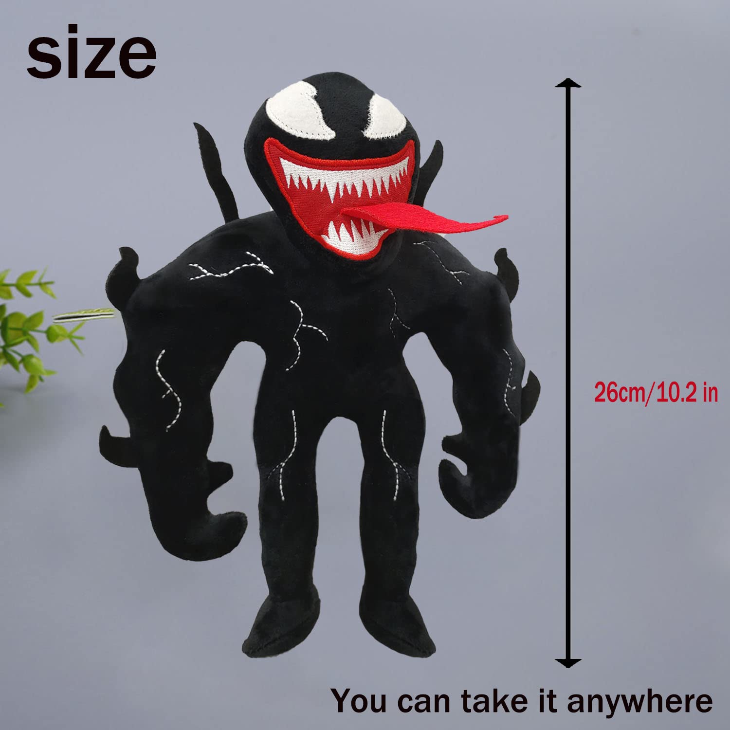 Srikingchimes Black Venom Plush, Black Scary Plush Plush Doll, Creative Plush Toy Decoration for Boys and Girls,Valentine's Day Gift