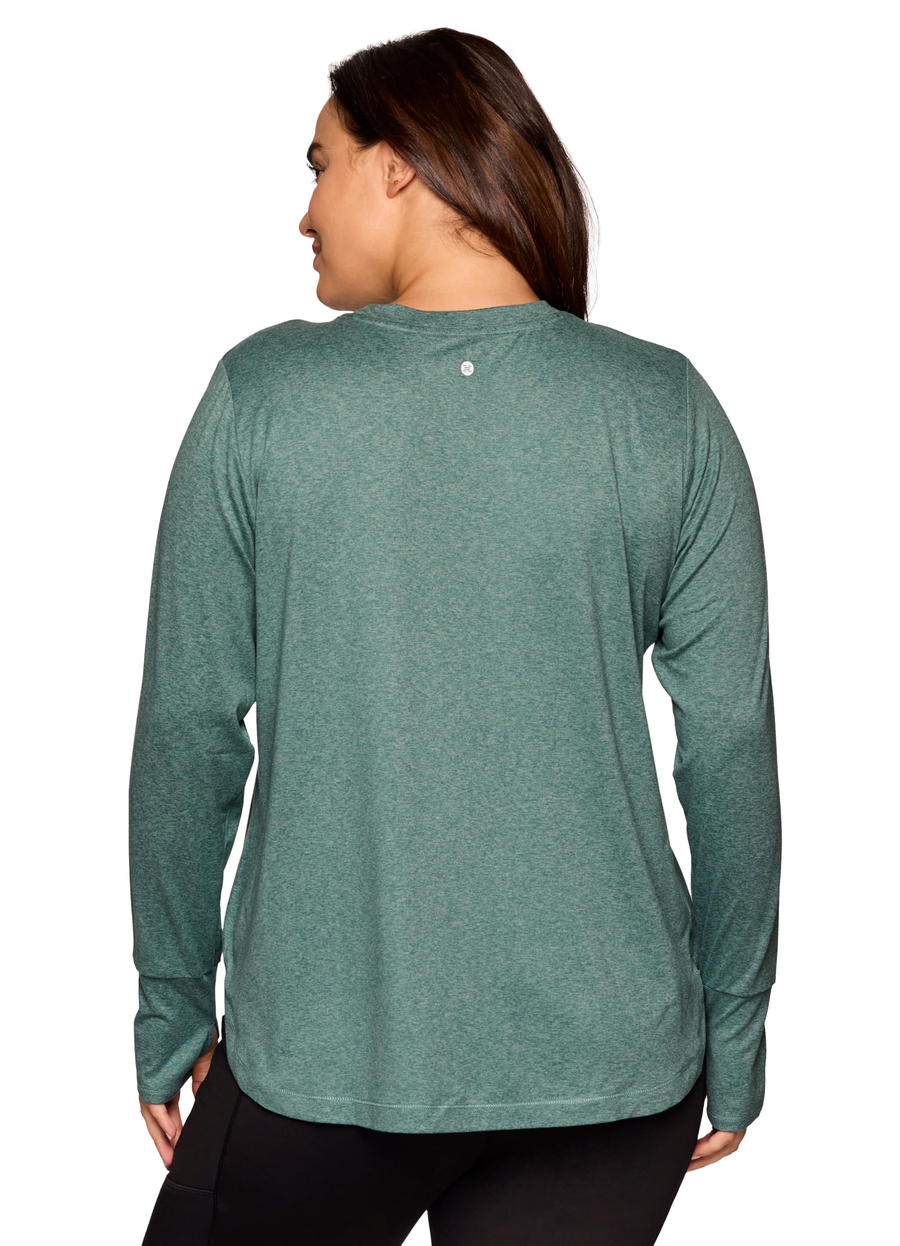 RBX Active Women's Plus Size Workout Top with Thumbholes, Buttery Soft Lightweight Long Sleeve T-Shirt Tunic Relaxed Fit Yoga Top F22 Periwinkle 3X