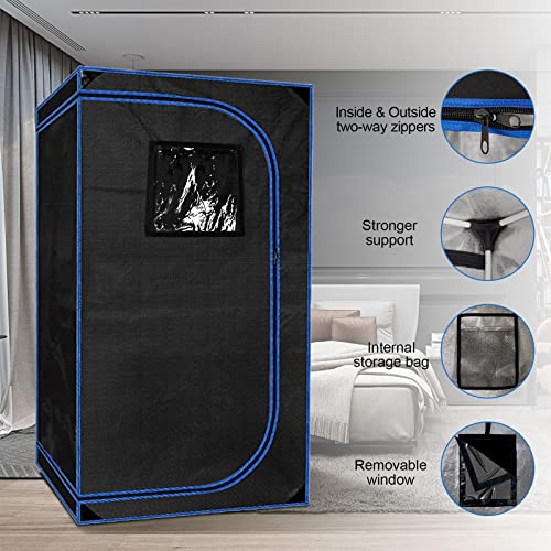 ZONEMEL Portable Full Size Infrared Sauna, Personal Sauna Tent with Remote Control, Heating Foot Pad, Foldable Chair, Sauna Robe, Home Sauna for Detox, Relaxation (Black, L 31.5β x W 31.5β x H 70.9β)