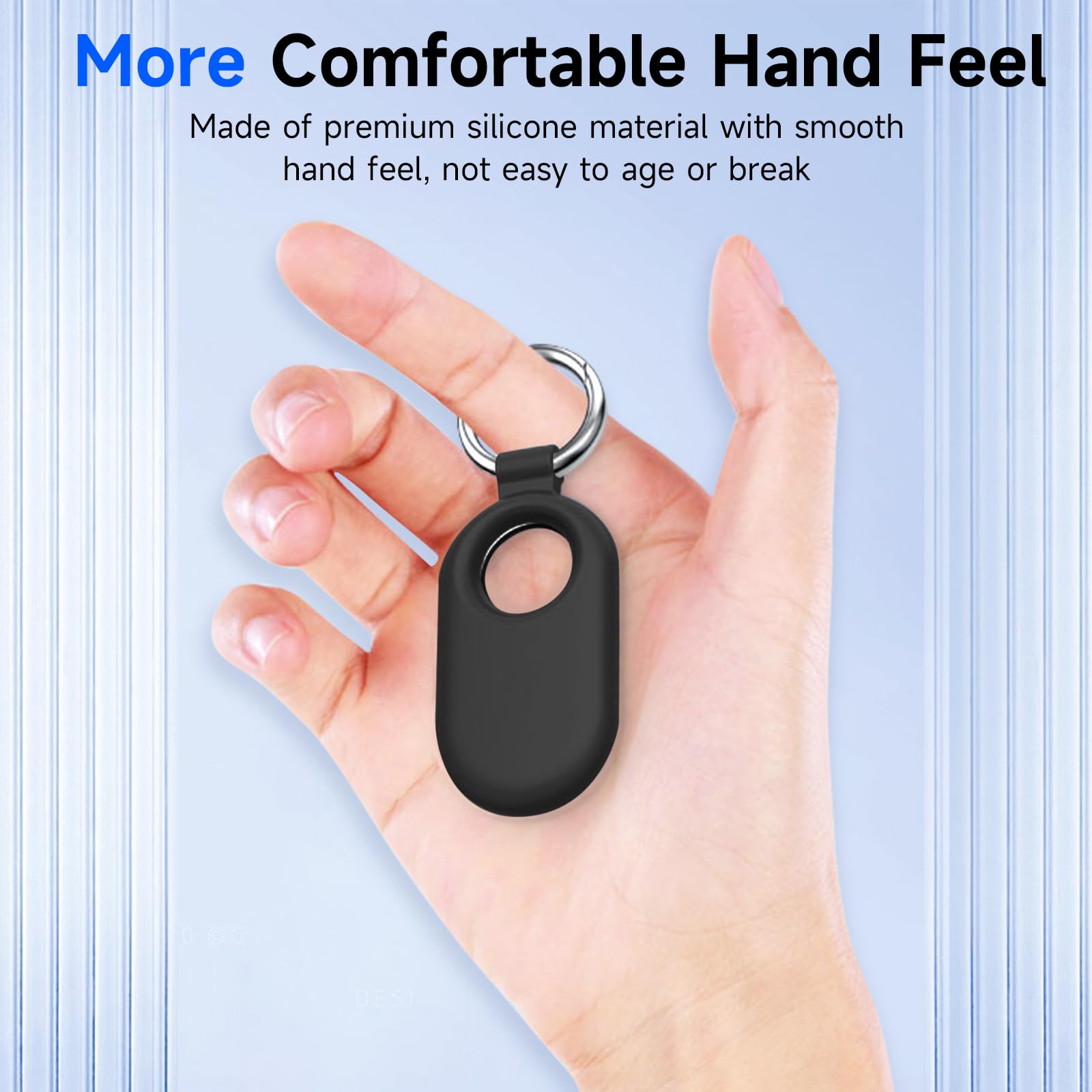 LDSXAY Compatible with Samsung Galaxy SmartTag2 Case, 4 Pack Scratch Resistant Silicone Protective Skin Cover for Galaxy SmartTag2 Case with Key Ring, Soft Touch (Black+Blue)