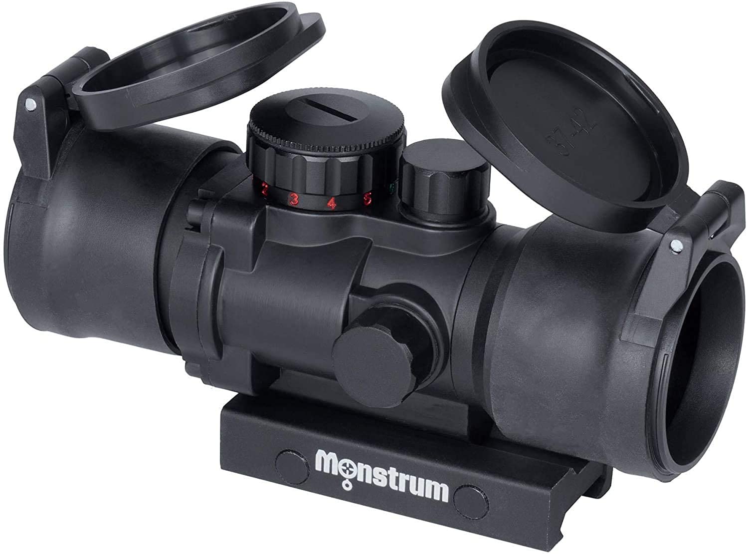 Monstrum S330P 3X Prism Scope | Monstrum Flip Up Lens Cover Set | Bundle