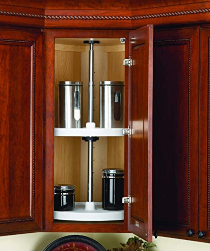 Richelieu Full Circle 2-Shelf Round White Trays Corner Cabinet Lazy Susan with Dependently Rotating Trays (18")