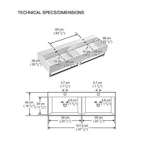 Wall Mount Bathroom Sink 40" (48" x 16")