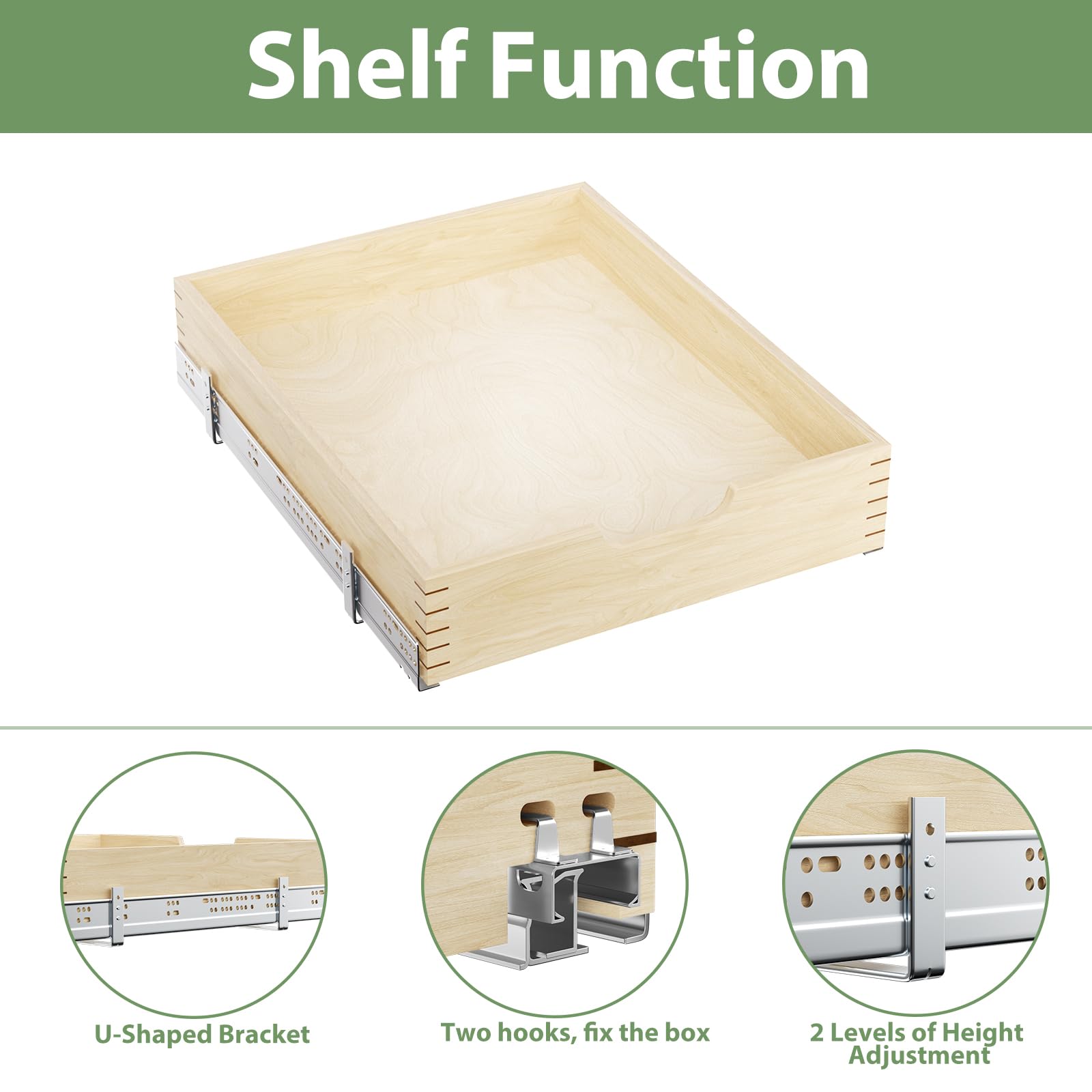 LOVMOR Pull Out Cabinet Organizer 10½” W x 21” D, Cabinet Drawers Slide Out with Full Extension Rail Slides with U-Bracket, Pull Out Shelves for Kitchen Cabinets and Pantry with Soft Close