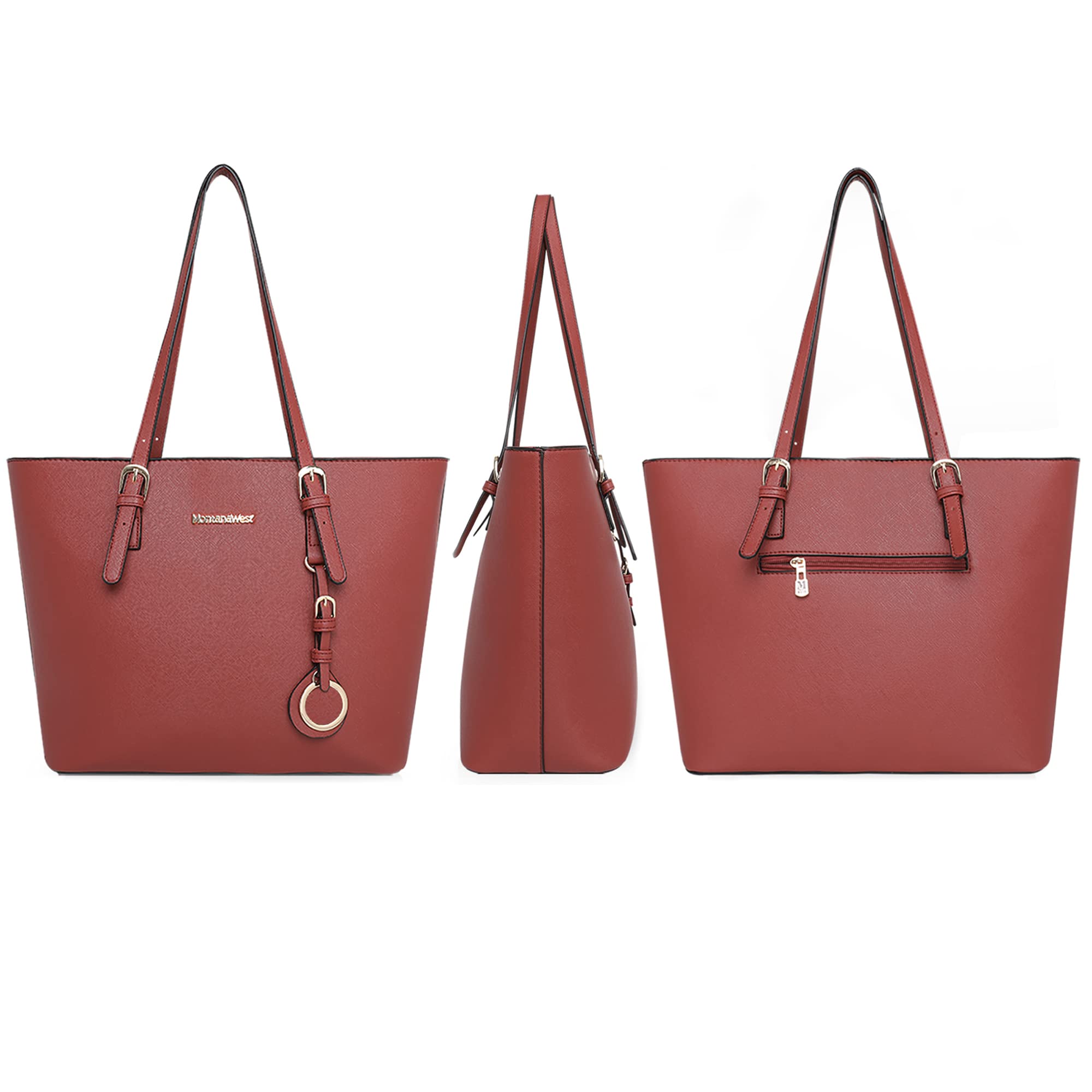 Montana West Tote Handbag for Women Vegan Leather Shoulder Bag Large and Medium 2PCS Purses Set MWC2-030RD