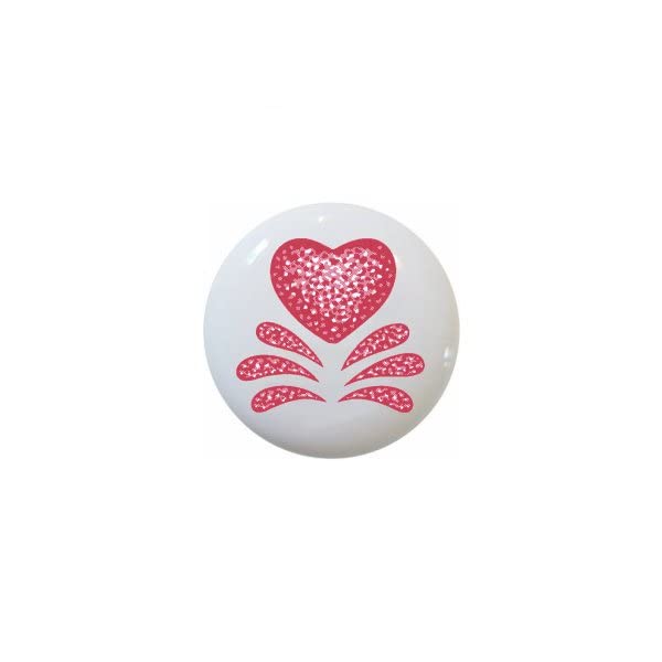 Sponged-look Blue Light Green Pink Red Hearts Decorative Ceramic Dresser Drawer Pulls Cabinet Cupboard Knobs (Red Style III)