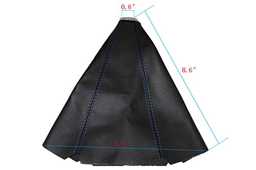 LIHNGAUTO Universal Auto Manual Gear Shift Knob Boot Dust Cover,Made of Black Pu Leather with Red Seams and Blue Seams (Blue)