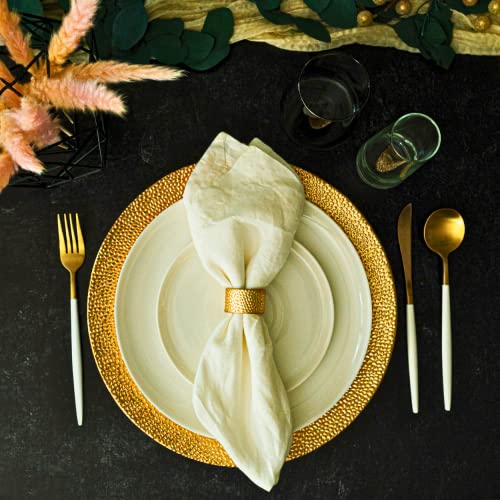 Rickion Charger Plates and Napkin Rings, Set of 6, Gold Chargers for Dinner Plates β Unique, Elegant, Bubble Plate Chargers & Matching Napkin Rings β Thick, Reusable PP Plastic