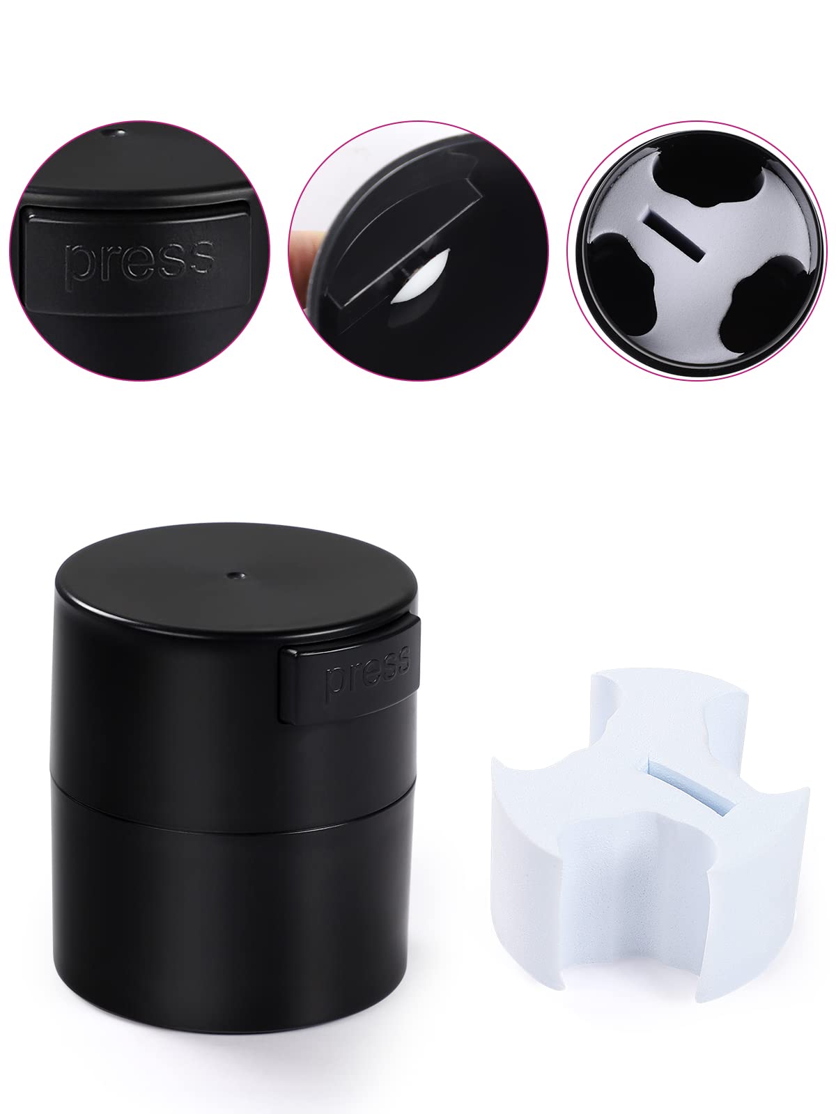 TEOYALL Eyelash Glue Storage Container, 3 Compartment Lash Adhesive Organizer Tank, Black