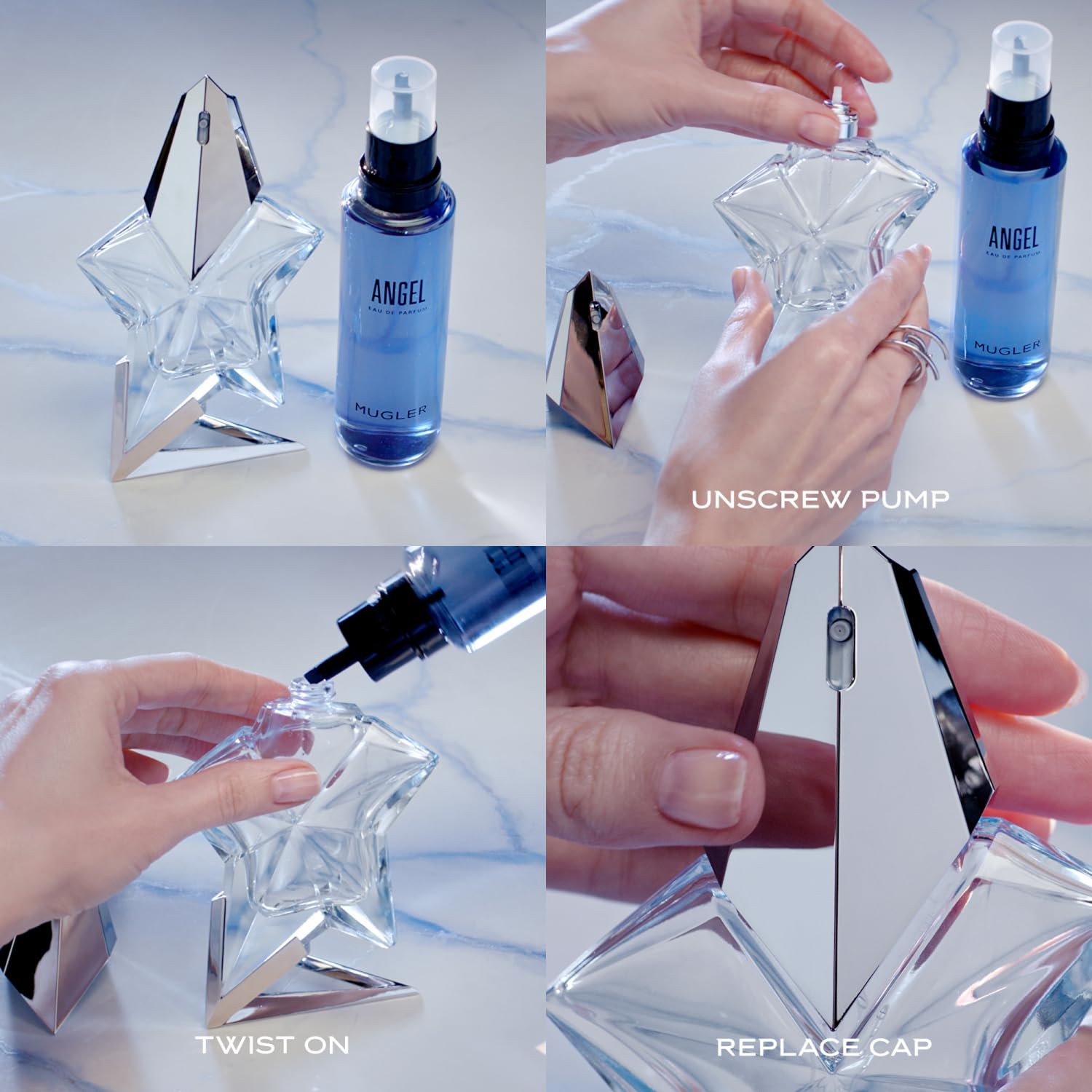Mugler Angel Refill - Eau de Parfum - Women's Perfume - Ambery & Woody - With Bergamot, Praline, and Patchouli - Long Lasting Fragrance - 3.3 Fl Oz