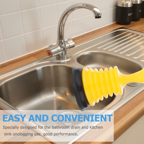 VILLCASE Mini Sink Plunger with Ergonomic Handle, Kitchen Drain Plunger, 4.2 x 4.2 x 7, Suction Power to Unclog Slow Sinks, Drains, Tubs, Showers, Yellow 2- pack