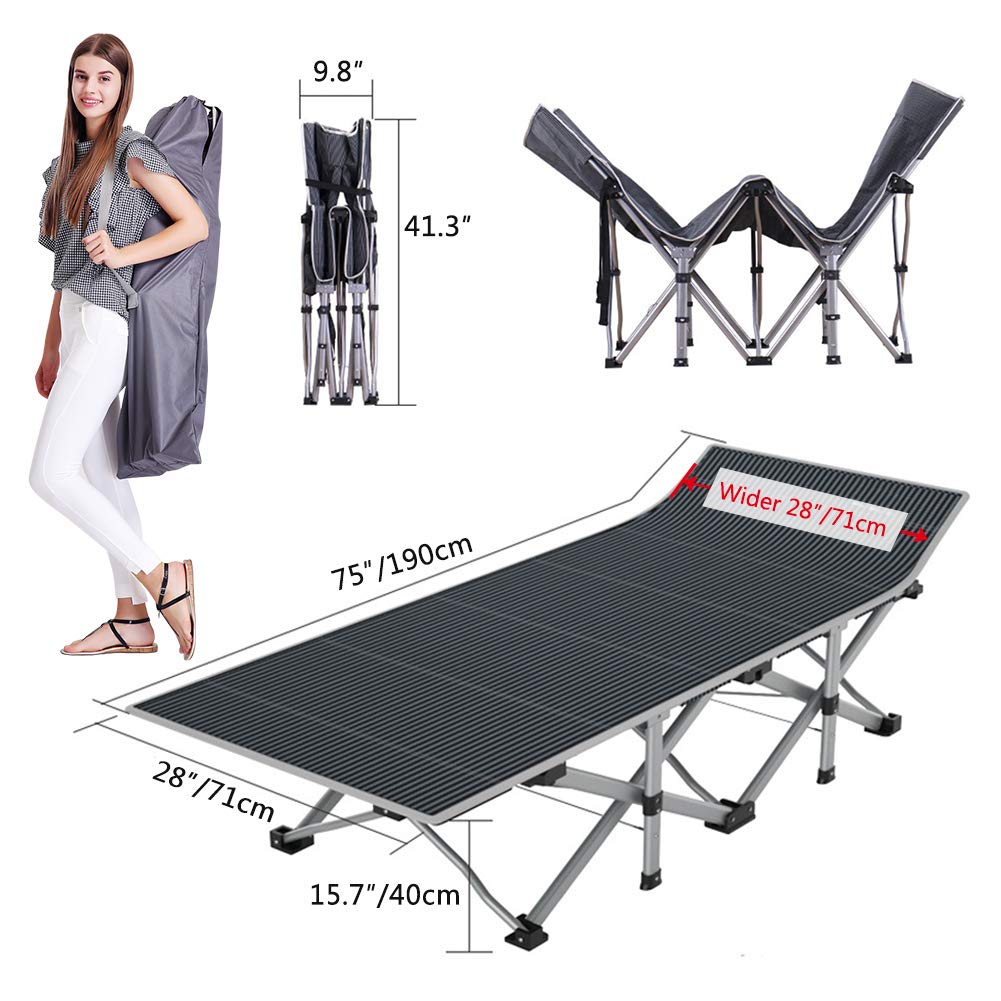 Oeyal Folding Camping Cots for Adults, Folding Cots for Sleeping, Portable Travel Camp Cots Guest Bed, Heavy Duty Sleeping Cot with Mattress and Carry Bag for Indoor & Outdoor Use