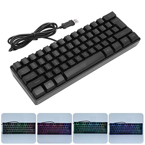 Yoidesu Universal Black RGB Backlight Wired Keyboard Support Plug and Play, Laptop Desktop Multi Function 61 Keys Gaming Keyboard, Suitable for Home and Office Use.