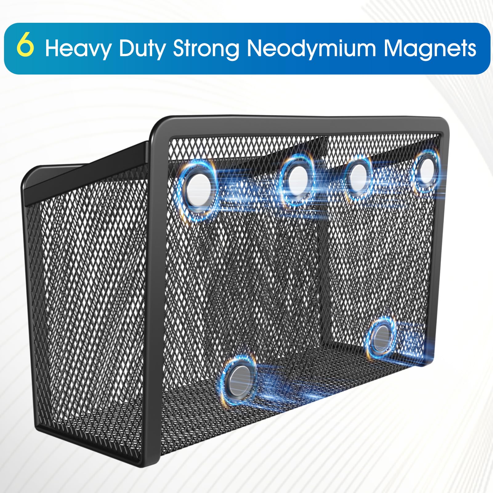 MaxGear Magnetic Pen Holder, Mesh Pencil Holder for Desk Storage Basket Organizer Marker Holder - Extra Strong Magnets Perfect for Locker Accessories, Refrigerator, Whiteboard, 2 Basket