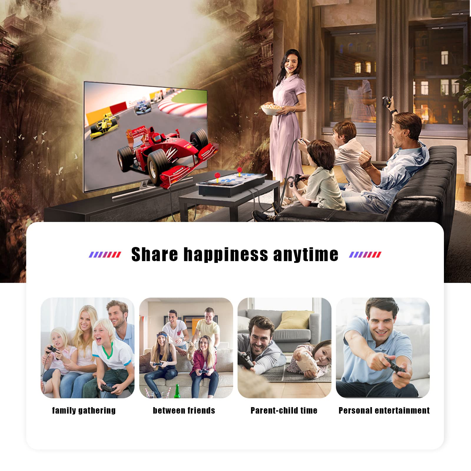 Pandora Box 3D Games Arcade Game Video Console - 3300 Games Installed.Search/Save/Hide/Pause Games, 1920x1080 Full HD, Favorite List, Support 3D Games(Console Panel LOGO Pattern is Shipped Randomly)