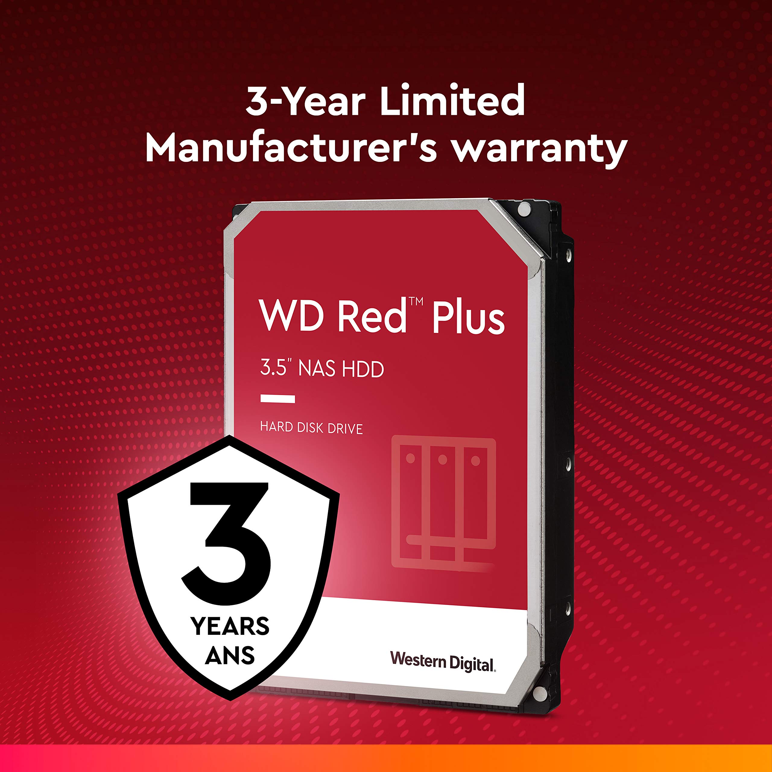 Western Digital 4TB WD Red Plus NAS Internal Hard Drive HDD - 5400 RPM, SATA 6 Gb/s, CMR, 128 MB Cache, 3.5" -WD40EFZX