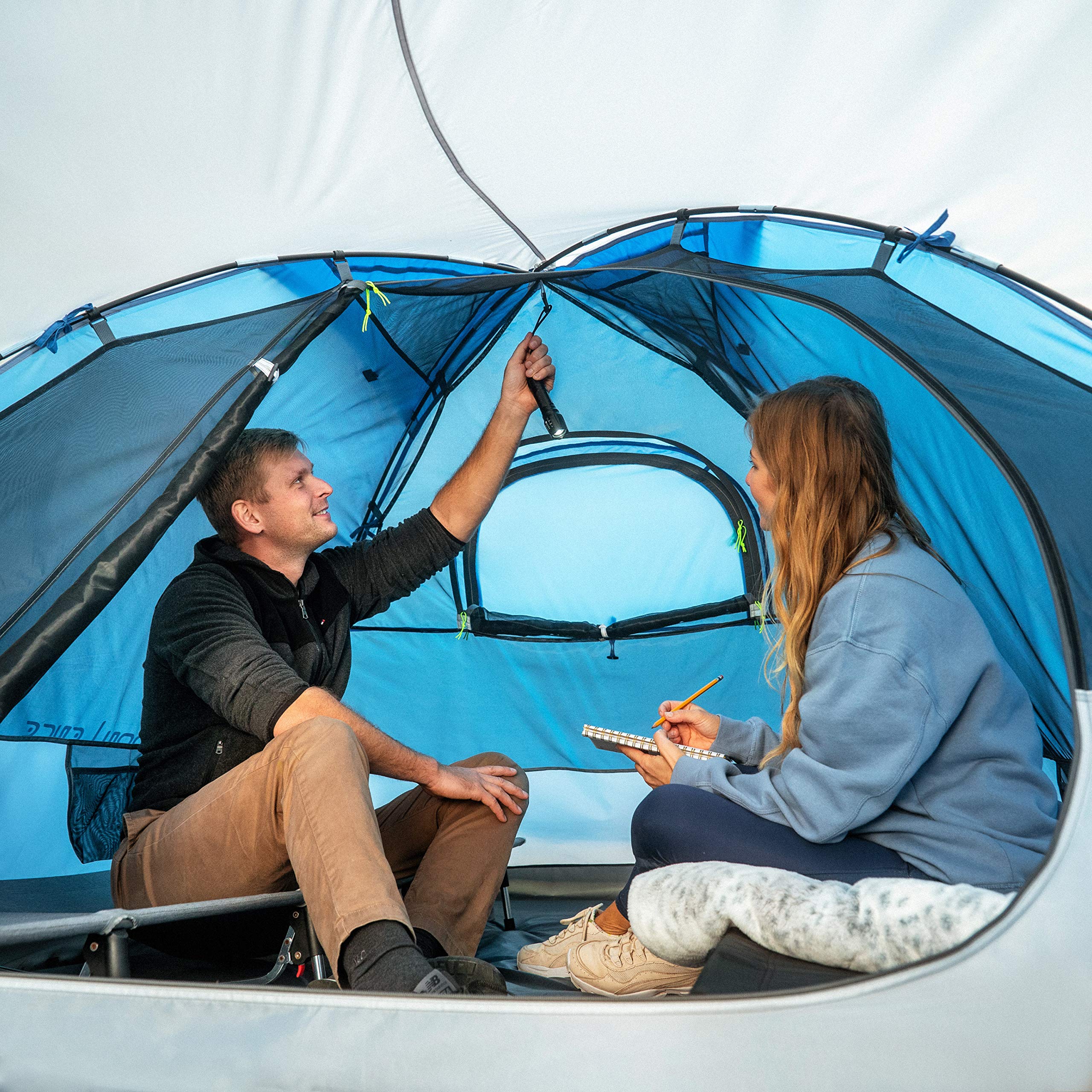 MOON LENCE Outdoor Camping Tent 3 to 4 Person Tent with Screen Room Double Doors & Double Layer Waterproof Design 2000MM