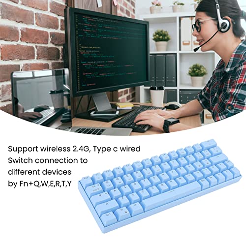 Yoidesu Wireless Mechanical Gaming Keyboard, Blue 64 Keys Wireless RGB Backlight Mechanical Keyboard 3 Modes 2.4G/BT 3.0, 5.0/Type c Wired Gaming Keyboard(Red Switch)