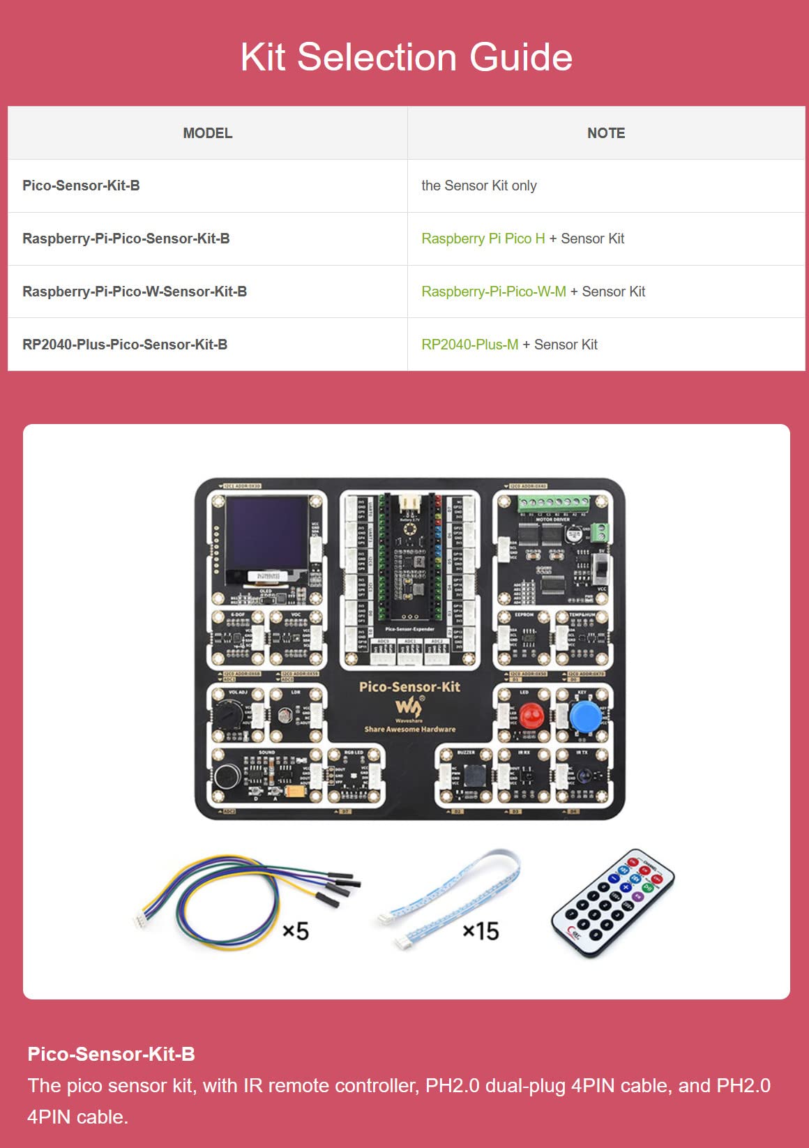 XYGStudy Raspberry Pi Pico Entry-Level Sensor All-in-one Design Kit, Including Pico Expansion Board and 15 Common Modules (Pico-Sensor-Kit-B)