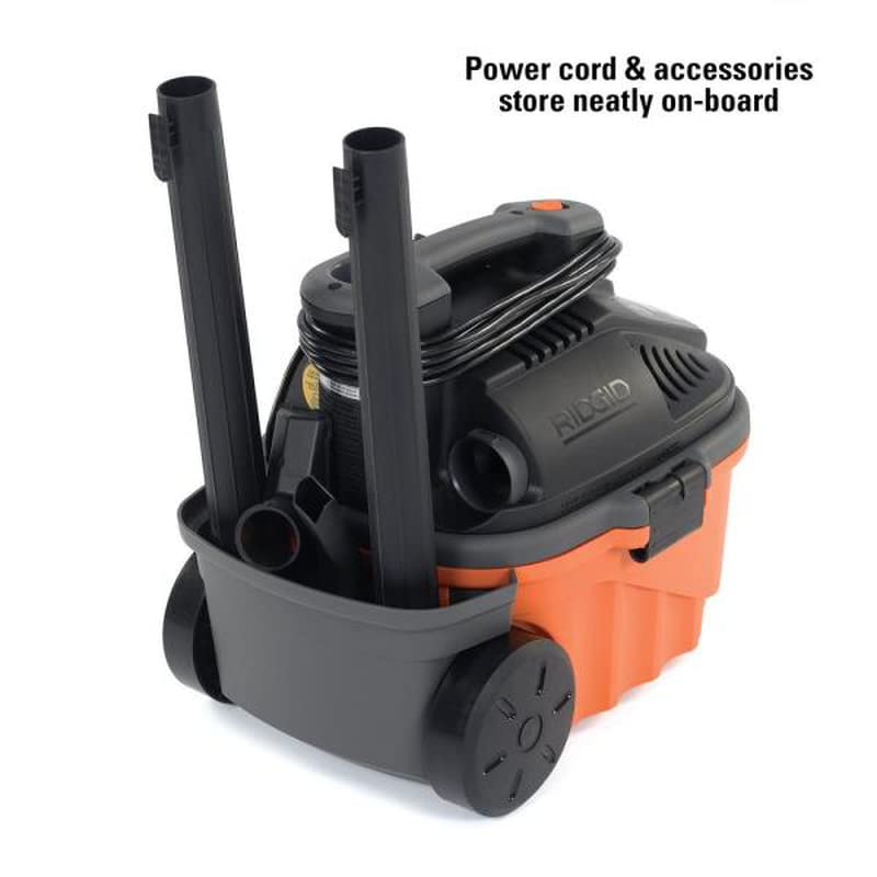 TELES Wet Dry Vacuums with Rear Wheels, 5.0 Peak HP, 4-Gallon Wet Dry Vacuum Cleaner with Tool Kit Casters Powerful Cartridge Filter