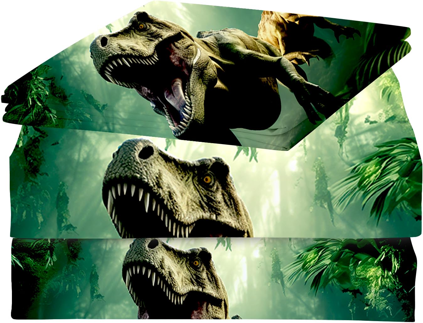 VTKON Dinosaurs Bed Sheets Twin for Boys Easy Care Dinosaur Bedding Set 3D Green Realistic Dinosaur Sheets Kids Soft Microfiber Bedding Sheets Set with 1 Fitted Sheet 1 Flat Sheet and 1 Pillowcase