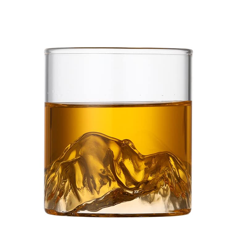MOOFFZ Whisky Wine Cup Mountain View Tibetan Mountain Cup Fuji Mountain Glass Cup Japanese Household Heat Resistant Handmade Red Wine Cup