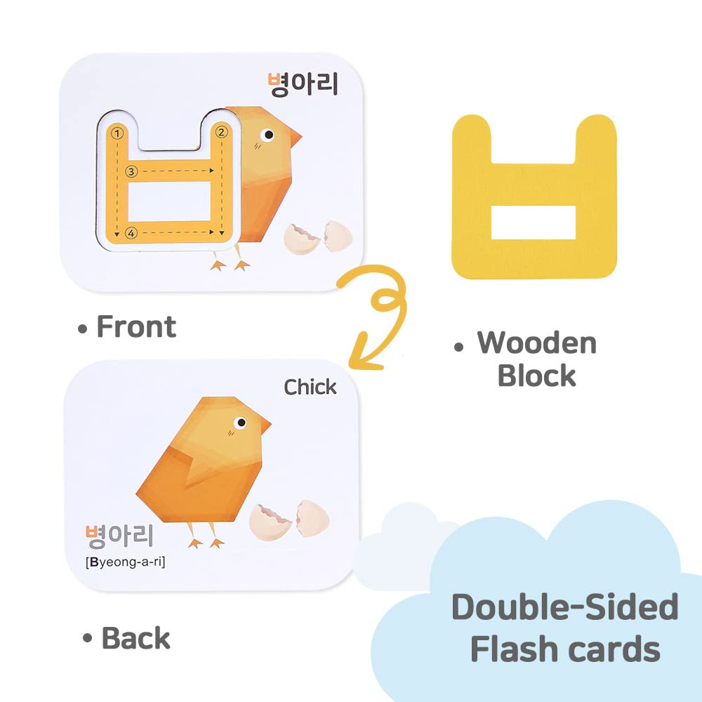 SSol & Sam Korean Alphabet Learning Toys β Hangul β Learn Korean for Kids, Toddlers and Beginners, Animal Pattern Board Matching Puzzle with Wooden Letters and Flash Cards