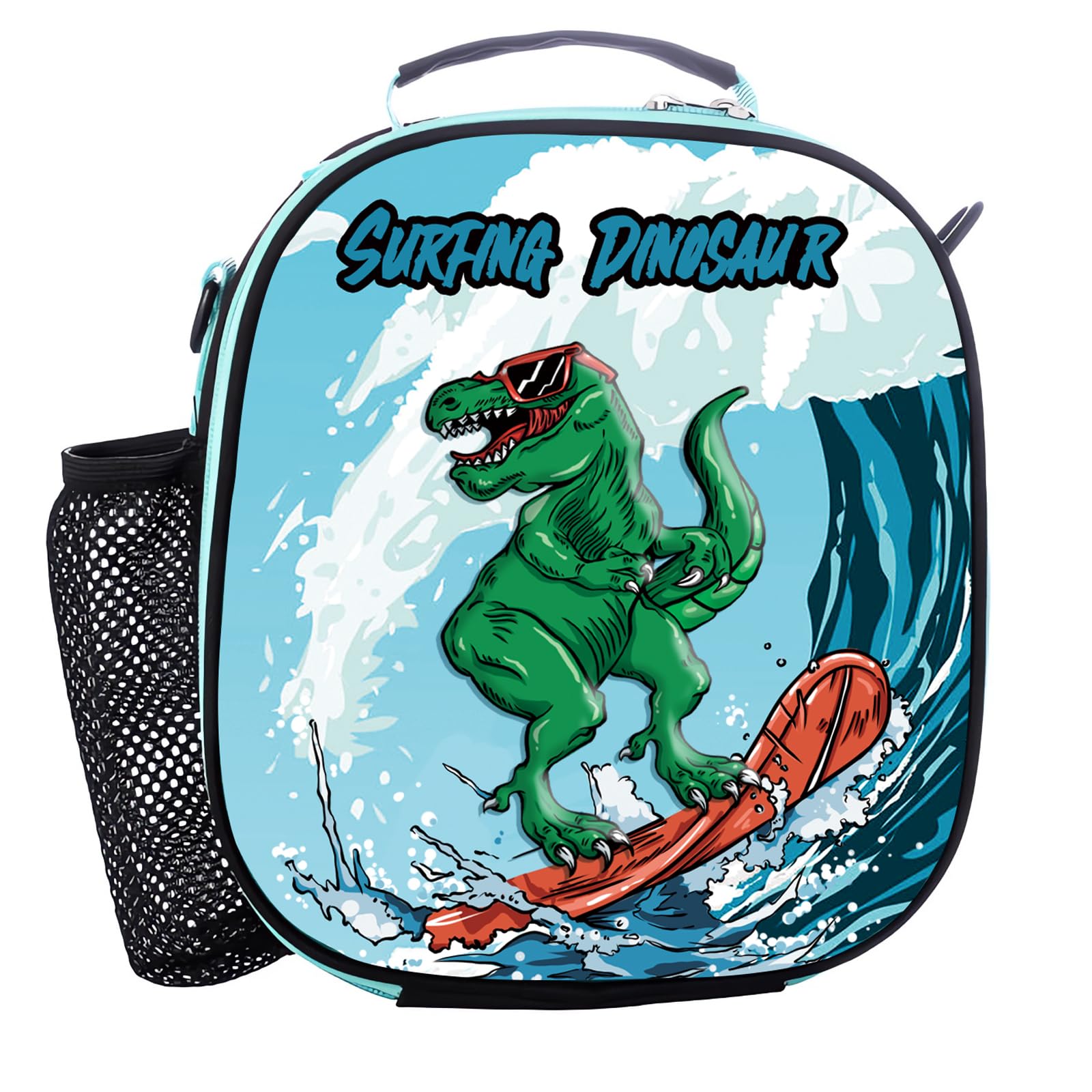 Lebsitey Lunch Bag, Reusable Insulated 3D Cartoon Pattern Dinosaur Lunch Bag with Handle and Bottle Pocket for Boys Back to School Preschool Kindergarten Elementary and Picnic Travel