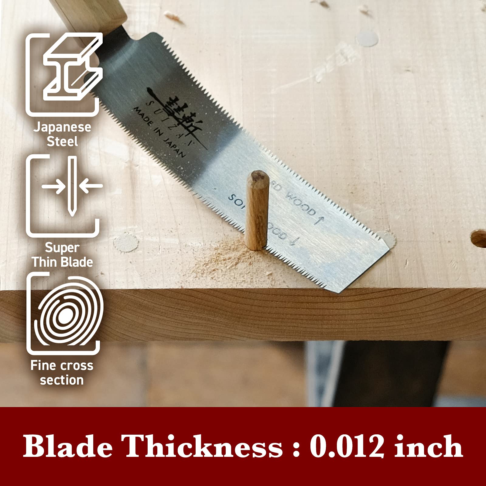 SUIZAN Japanese Flush Cut Saw Small Hand 5 Inch Pull for Hardwood and Softwood Woodworking tools Trim