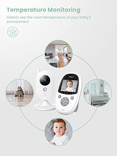 YOTON Portable 2.4" Baby Monitor YB01 with Camera and Audio, Auto Night Vision, 2-Way Talk,Temperature Monitor and 8 Lullabies VOX Mode,for Pet,Plug & Play