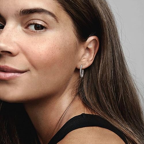 PANDORA Moments Charm Hoop Earrings - Great Gift for Women - Stunning Women's Earrings - Sterling Silver, No Gift Box