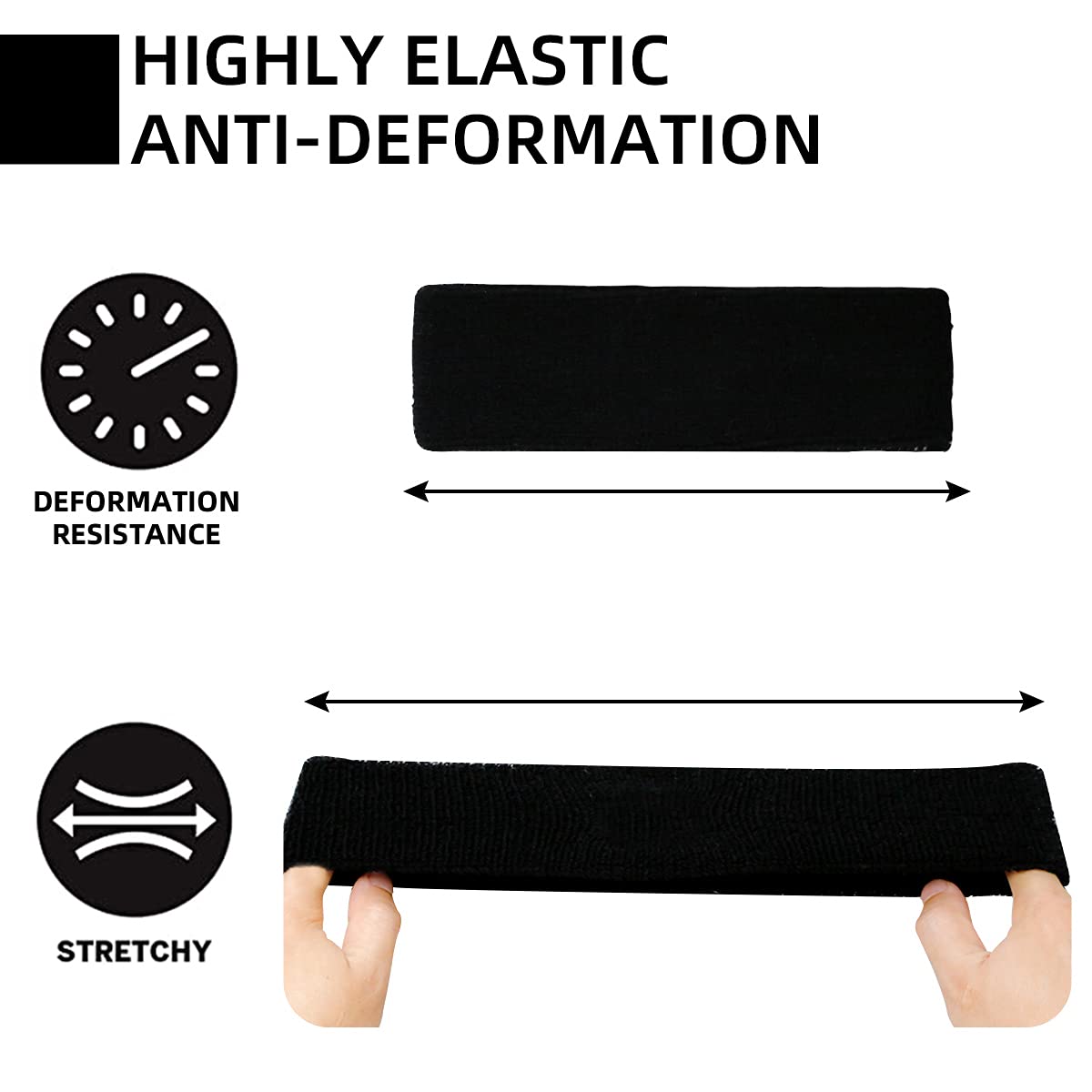 PACEARM Headbands for Men & Women, Headband for Sports, Workout, Running - Comfortable, Quick-Dry Head Bands (Black 4-Pack)