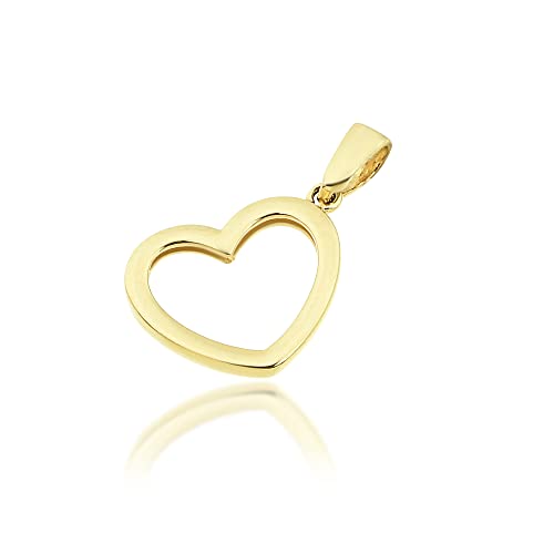 REAL 14k Yellow Gold Heart Shaped Pendant 12x11 Mm Length X Width By FJ Fuze Jewelry