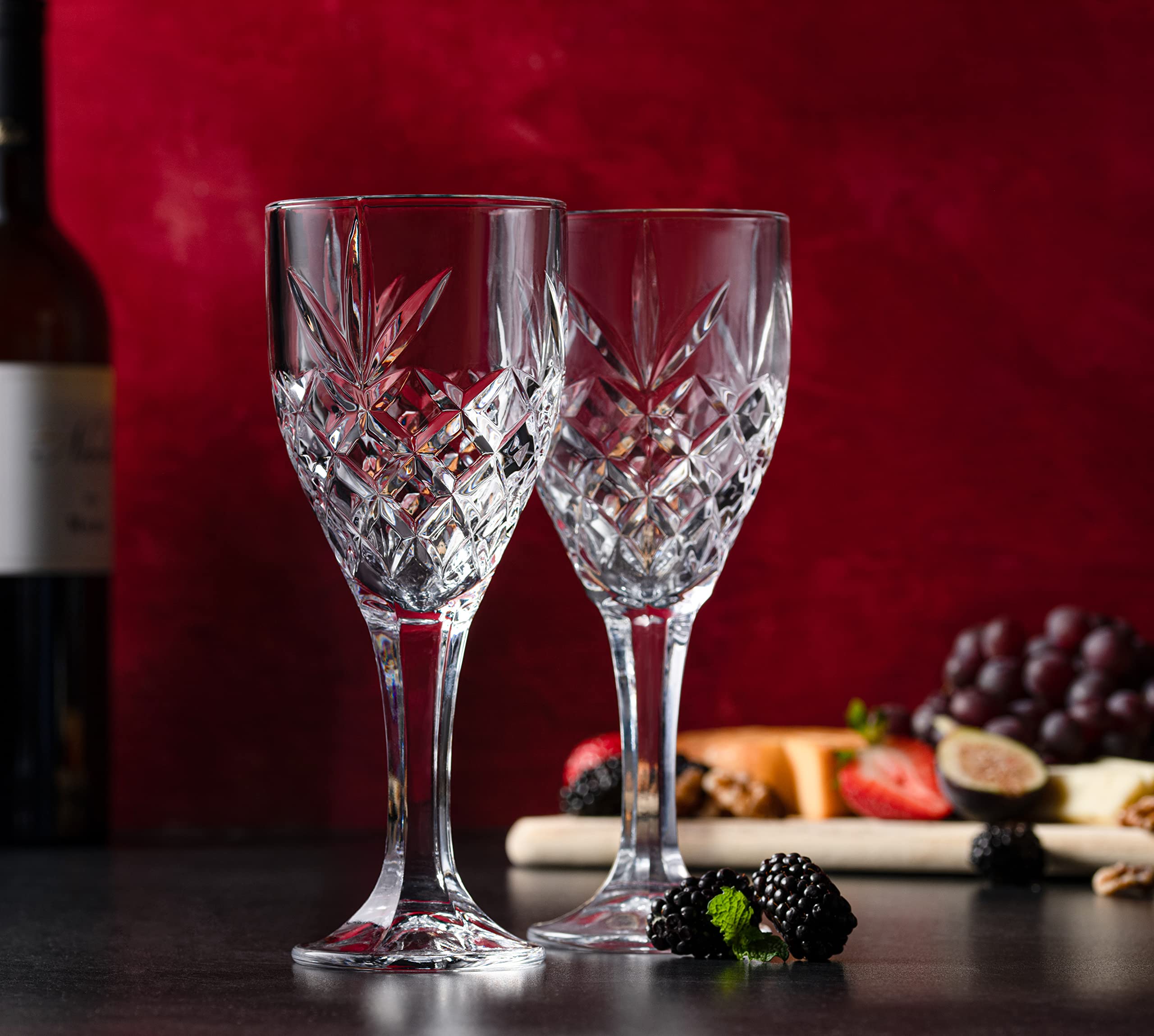 Royalty Art Wine Glasses Goblet Glassware Set of 8, 10oz, Tumbler Glasses, Decorative Chalice Kinsley Design for Beer, Liquor, Wine, Water, and Beverages, Party and Event Serving…