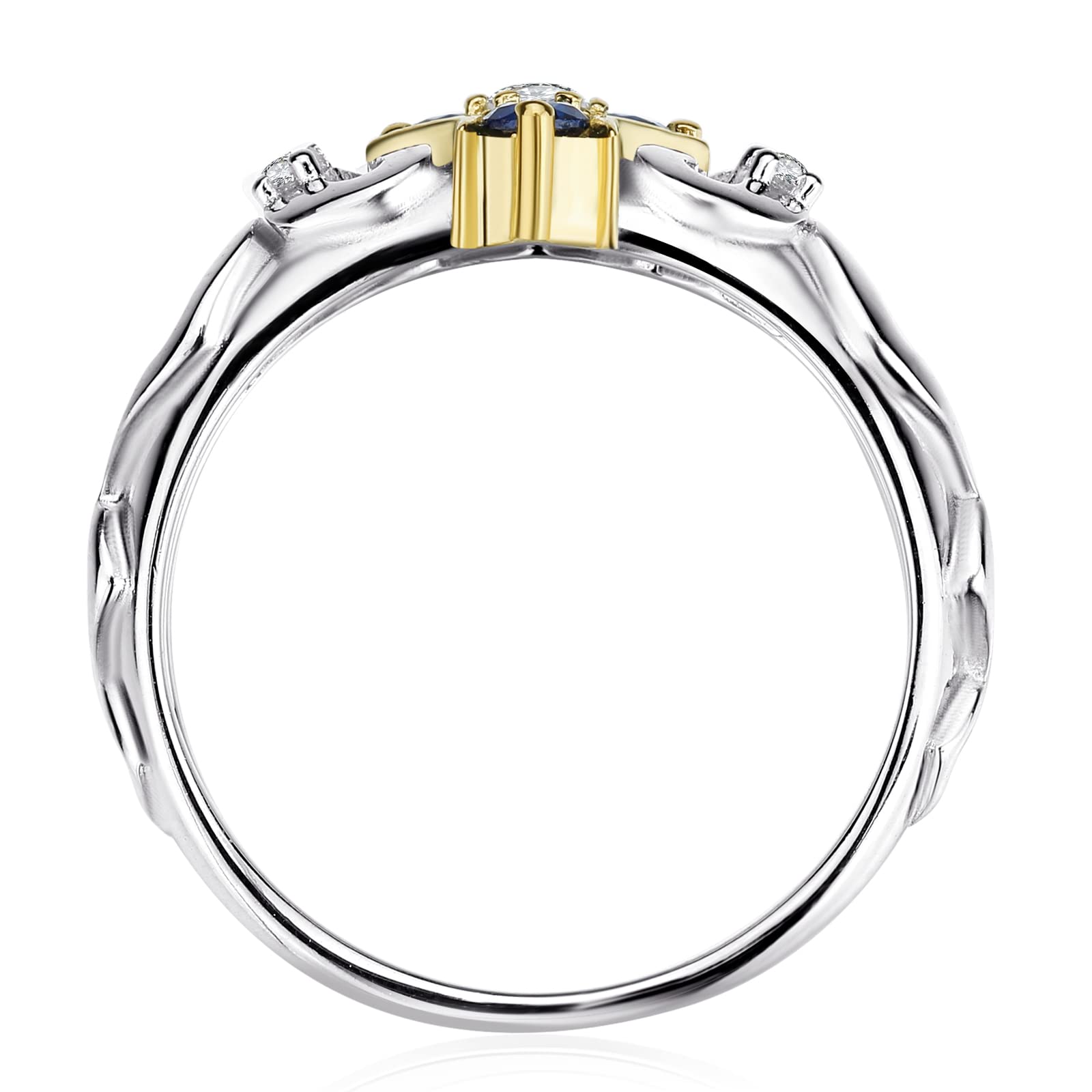 Purreen Zelda Zora's Sapphire Ring 18K Gold & Rhodium Plated Sterling 925 Silver β 5