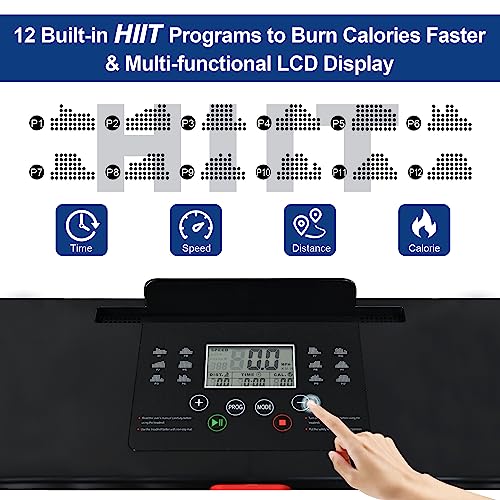 Merax Folding Treadmills for Home Electric Treadmill Workout Running Machine Exercise Equipment 2.5HP, Double Shock Absorption Walking Treadmill 12 Preset Programs Expertly Engineered Walking Pad