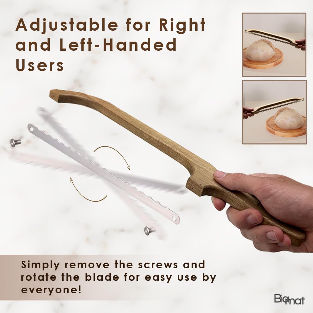 Wooden Bread Bow Knife & Bread Lame Set - Sourdough Bread Knife - Sourdough Scoring Tool - Bread Knife for Homemade Bread