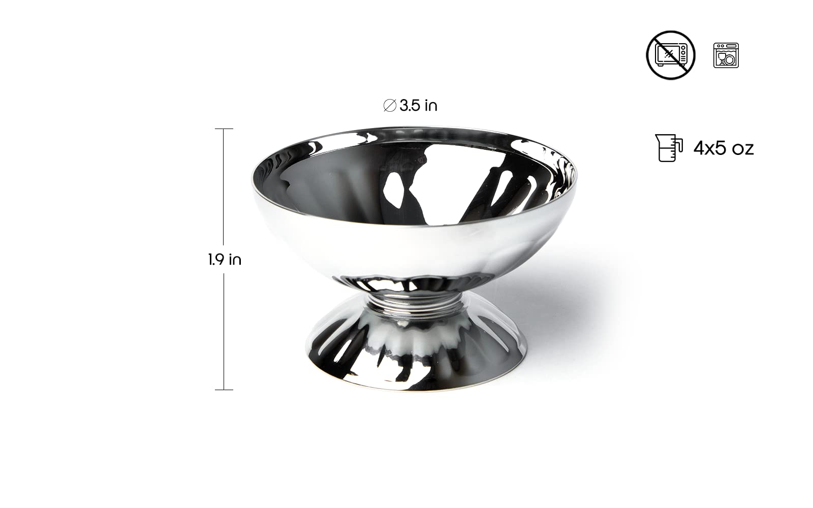 Rigeli Regent Stainless Steel Set of 4 Ice-cream Cups Ice Cream Bowls, Stainless Reusable Dessert Cups Dessert Dish for Serving Ice Cream Salad Fruit Pudding for Home Kitchen (Short)